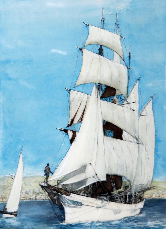 Bonhams : Fenella Girdlestone A yacht in full sail