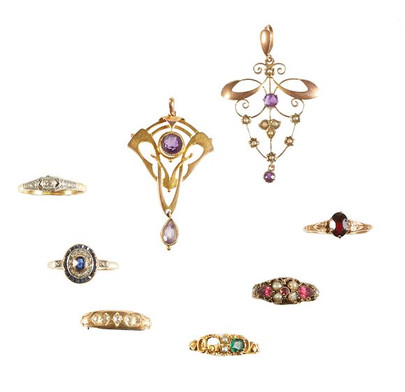 Bonhams : A sapphire and diamond ring, the oval collet and milligrain ...