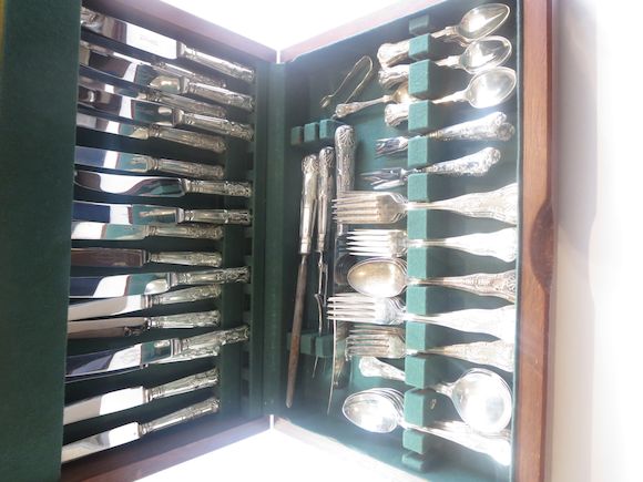 Bonhams : A cased canteen of matched silver flatware various makers and ...