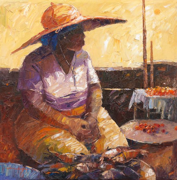 Bonhams : Ola Balogun (Nigerian, born 1972) Market woman