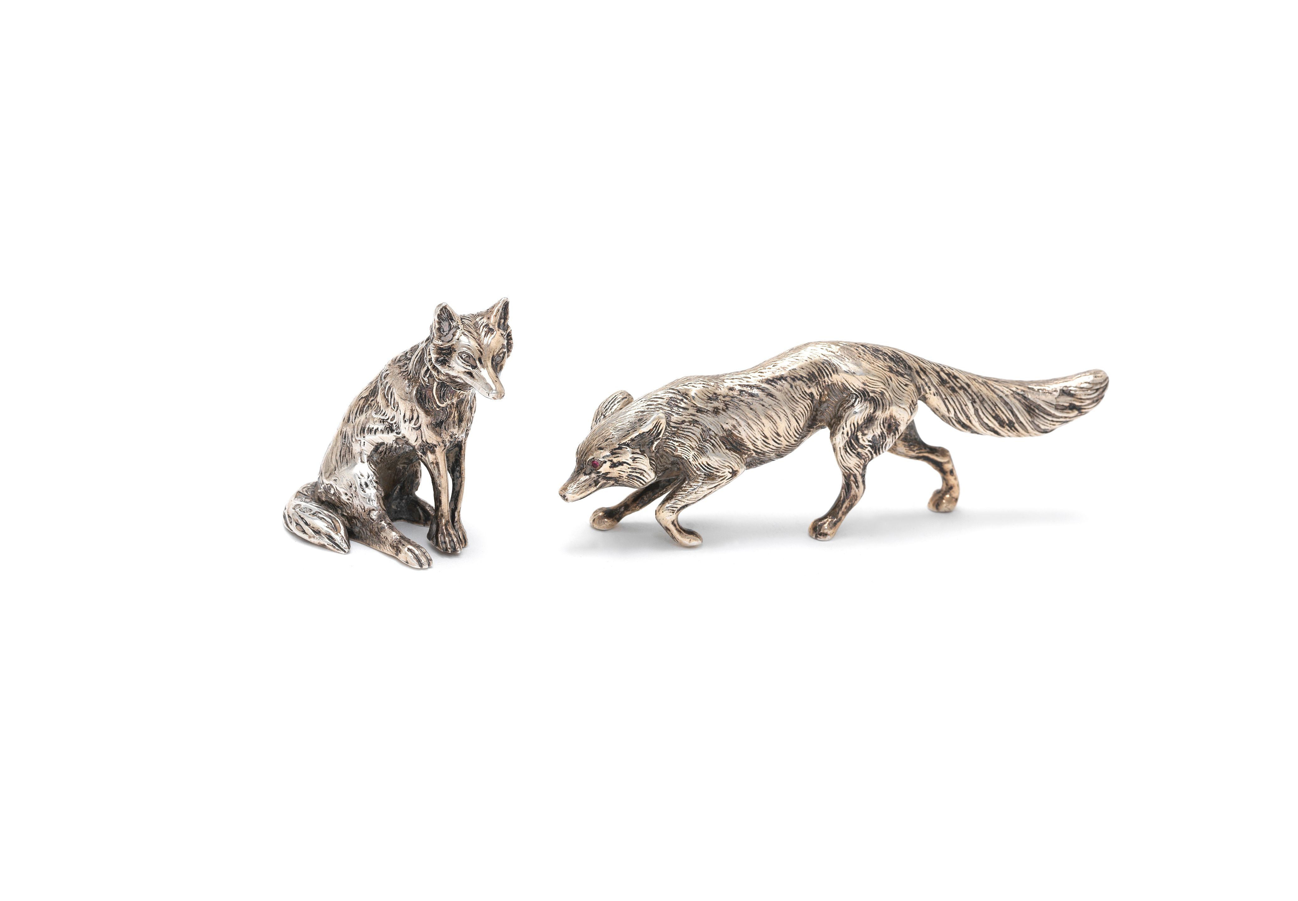 Bonhams : A silver model of a seated fox Import marks for 1908 (2)