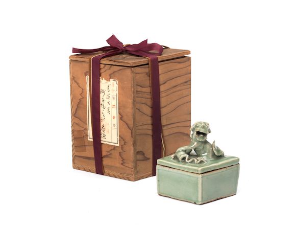 Bonhams : A Longquan celadon-glazed lozenge-shaped box and cover 16th ...