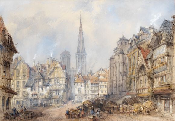 Bonhams : Thomas Colman Dibdin (British, 1810-1893) View in a French city