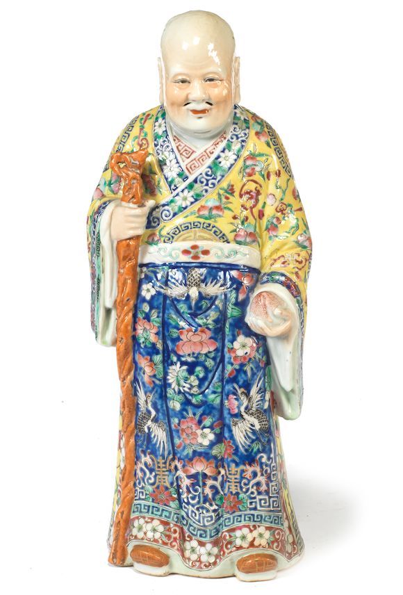 Bonhams : A Chinese famille rose figure of a Daoist 20th century