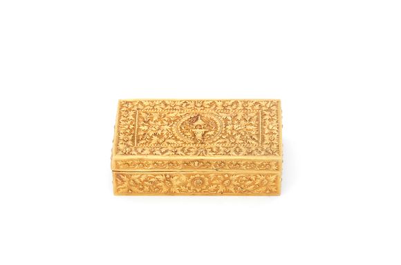 Bonhams : A Chinese fine gold 'Thai Royal Emblem' box and cover Late ...