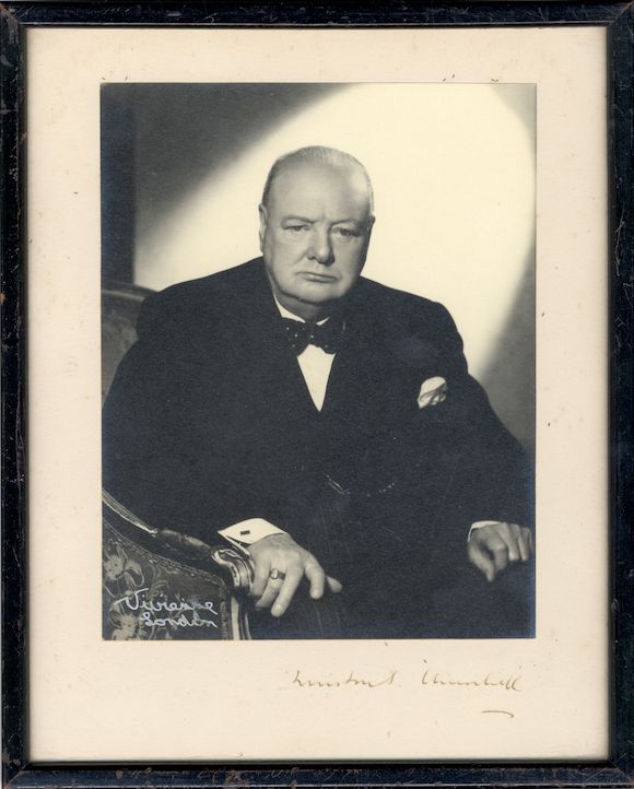 Bonhams : CHURCHILL (WINSTON) Portrait photograph, signed ("Winston S ...