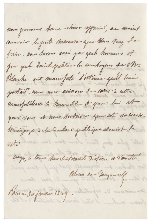 Bonhams : TOCQUEVILLE (ALEXIS DE) Collection of nearly forty autograph ...