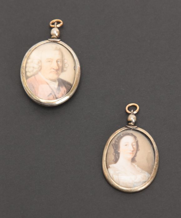 Bonhams : Scottish School, 18th century Portrait miniatures of Sir ...