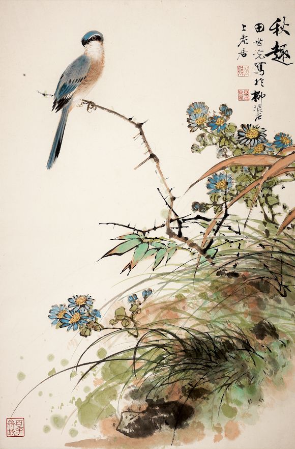 Bonhams : Tian Shiguang (1916-1999) Bird and flowers