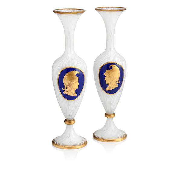 Bonhams A Pair Of Bohemian Overlay Portrait Vases An Overlay Ewer