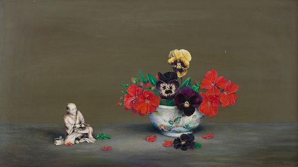 Bonhams : Laurence Biddle (British, 1888-1968) Still life with pansies