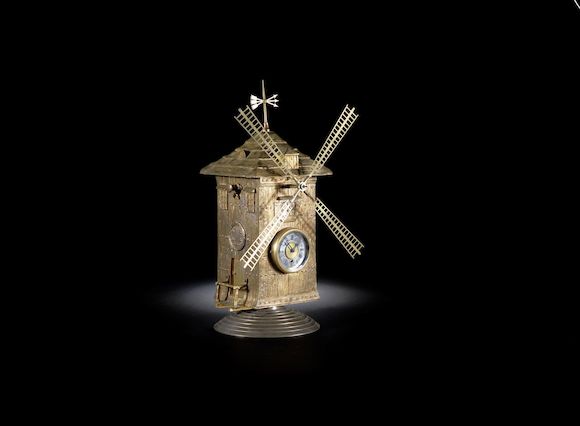 Bonhams : A 19th century French brass automata windmill timepiece