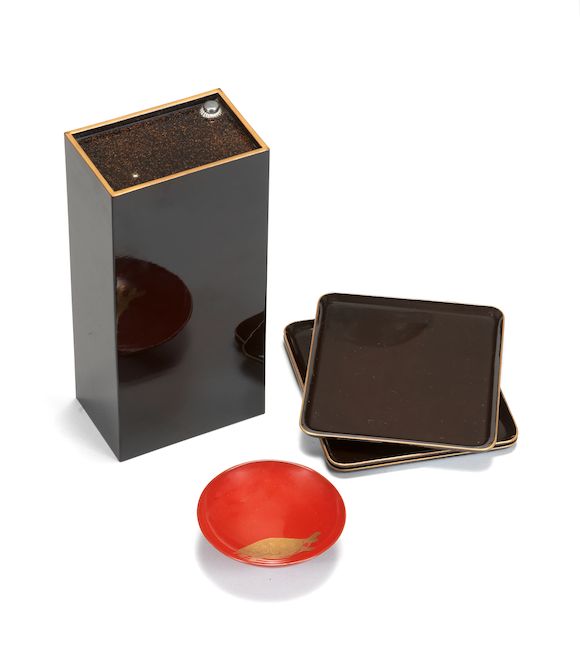 Bonhams : A Wajima lacquer bento bako (lunch box) and a red-lacquer ...