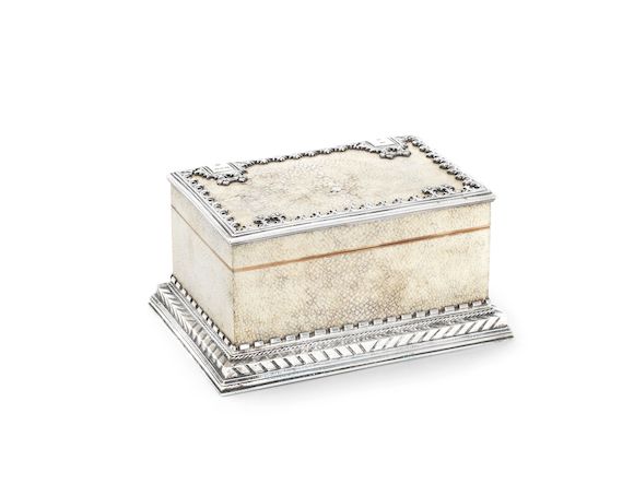 Bonhams : OMAR RAMSDEN: An Arts and Crafts silver mounted shagreen ...