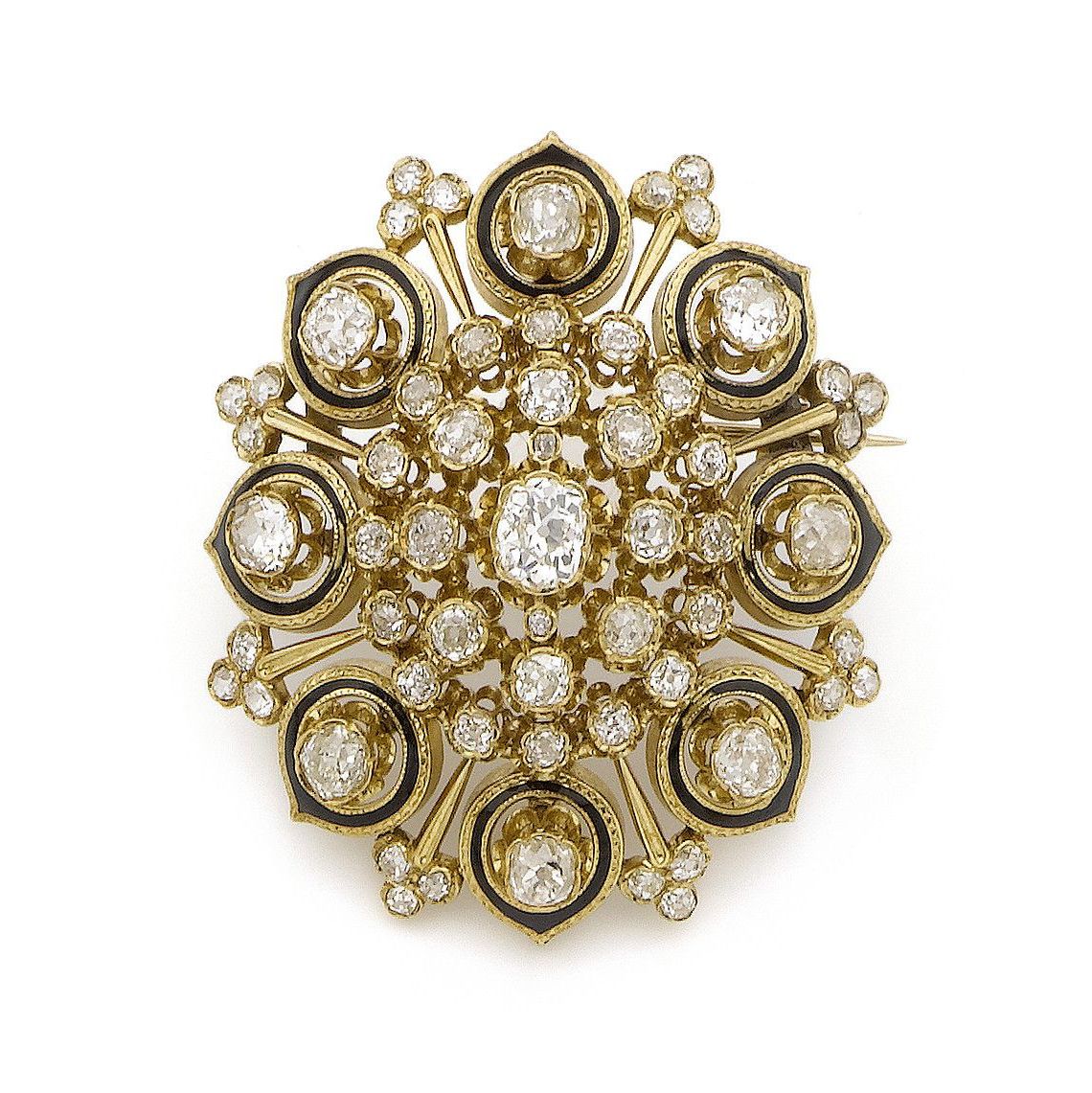 Bonhams : An enamel and diamond brooch,