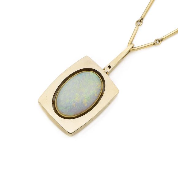 Bonhams : An opal pendant, by Sven Haugaard,