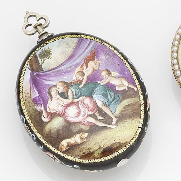 Bonhams : Herman Boehm. A late 19th century oval painted enamel pocket ...