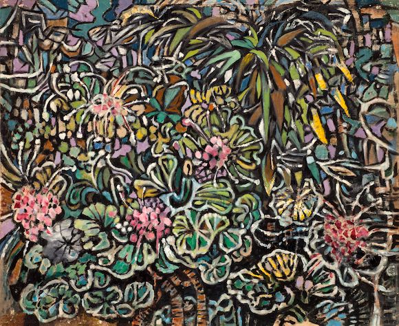 Bonhams : Nikos Hadjikyriakos-Ghika (Greek, 1906-1994) Leaves 45 x 55 cm.