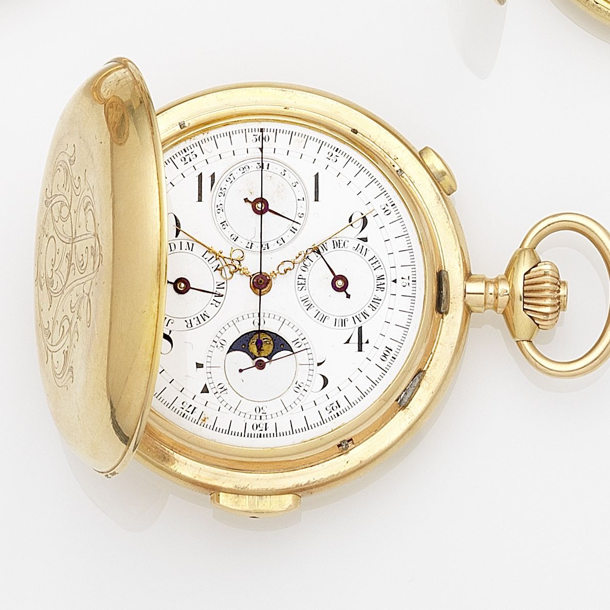 Bonhams : Swiss. An 18K gold keyless wind minute repeating chronograph ...