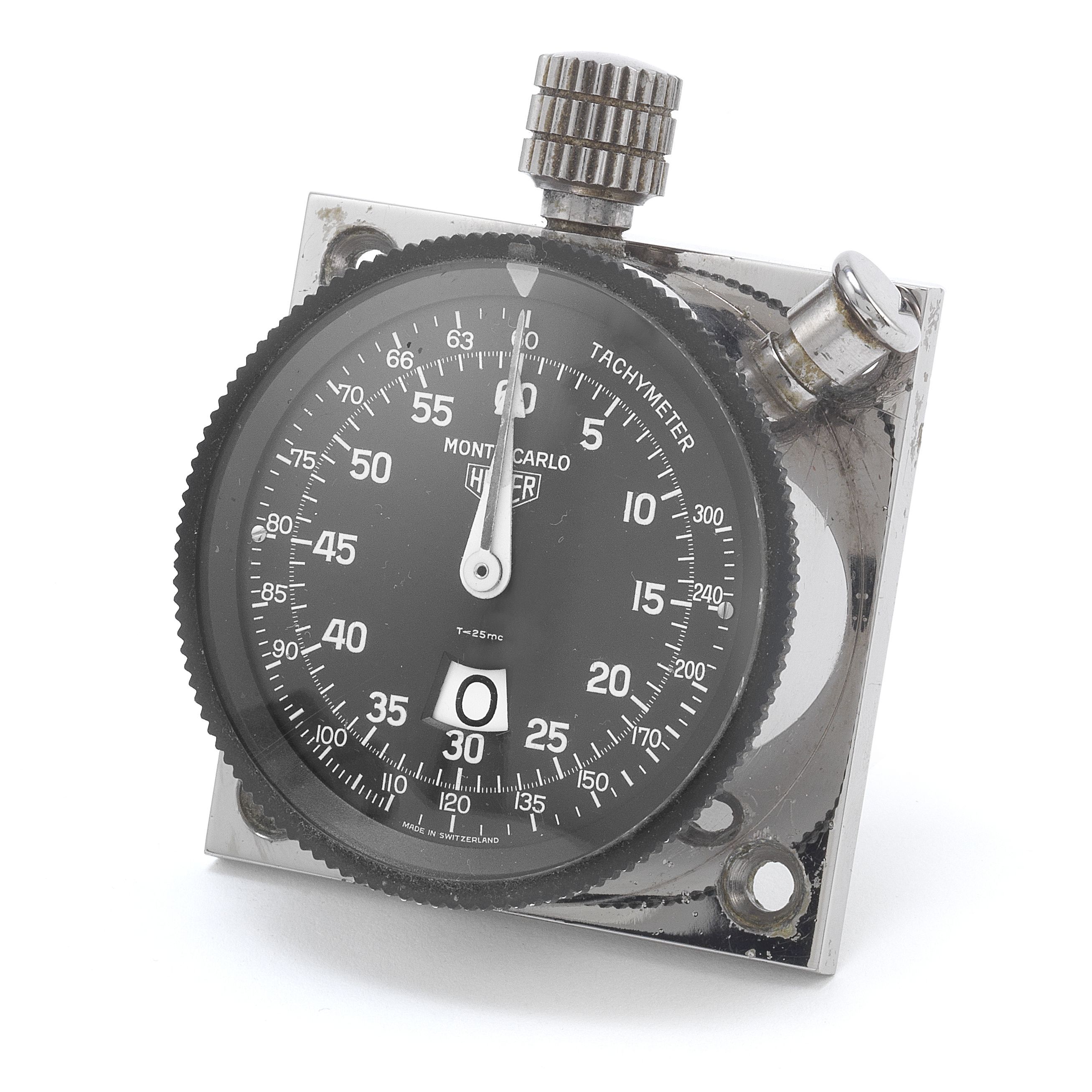 Bonhams : Heuer. A steel cased manual wind mounted dashboard timer ...