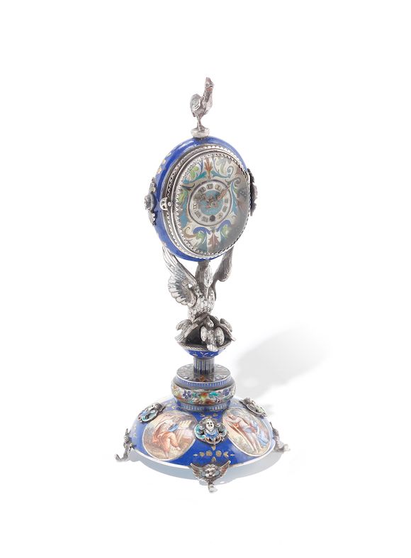 Bonhams : A late 19th century Austrian silver and enamelled timepiece ...