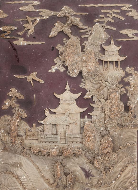 Bonhams : A carved duan stone panel 19th century
