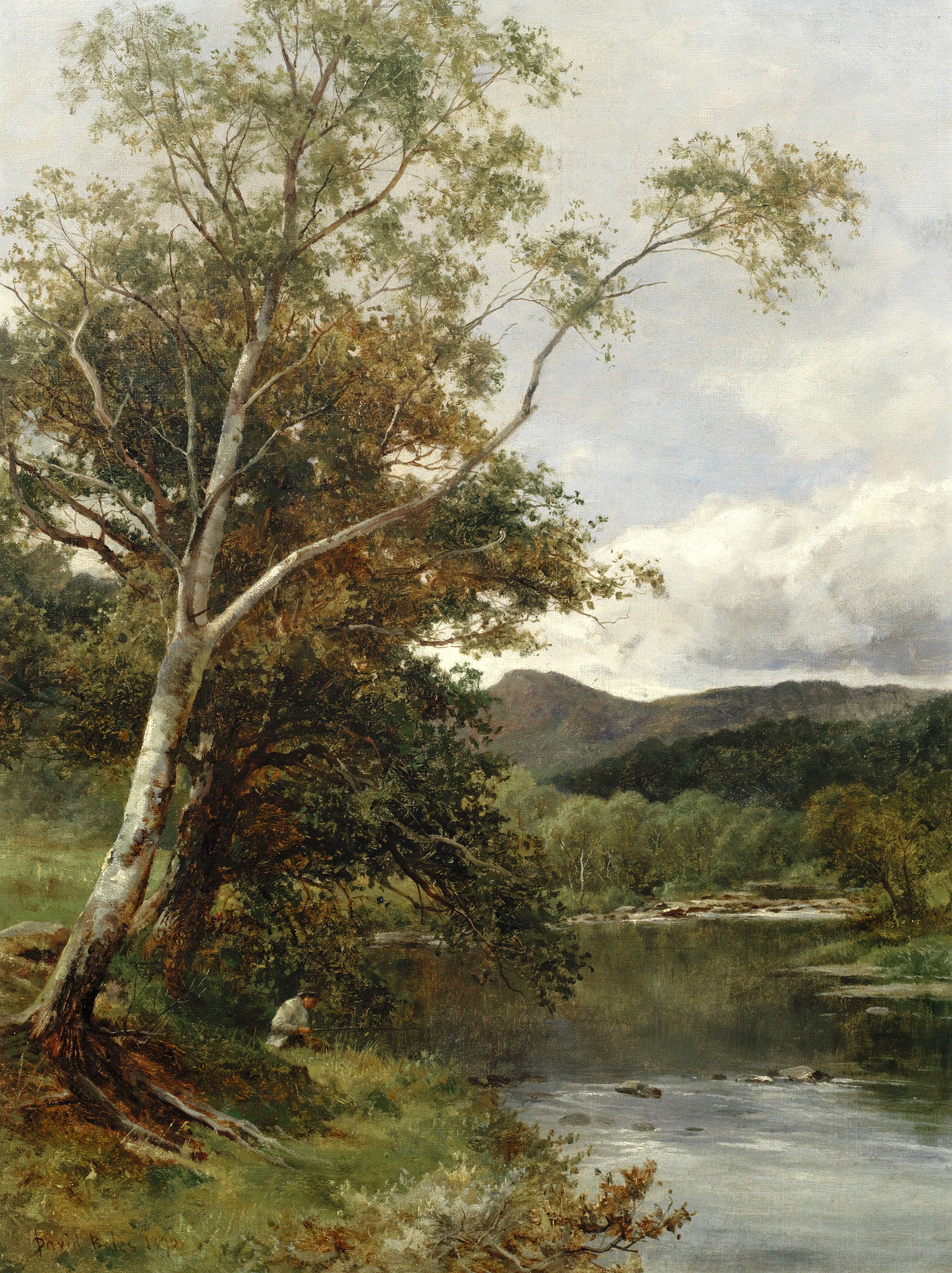 Bonhams : David Bates (British, 1840-1921) River landscapes, a pair ...