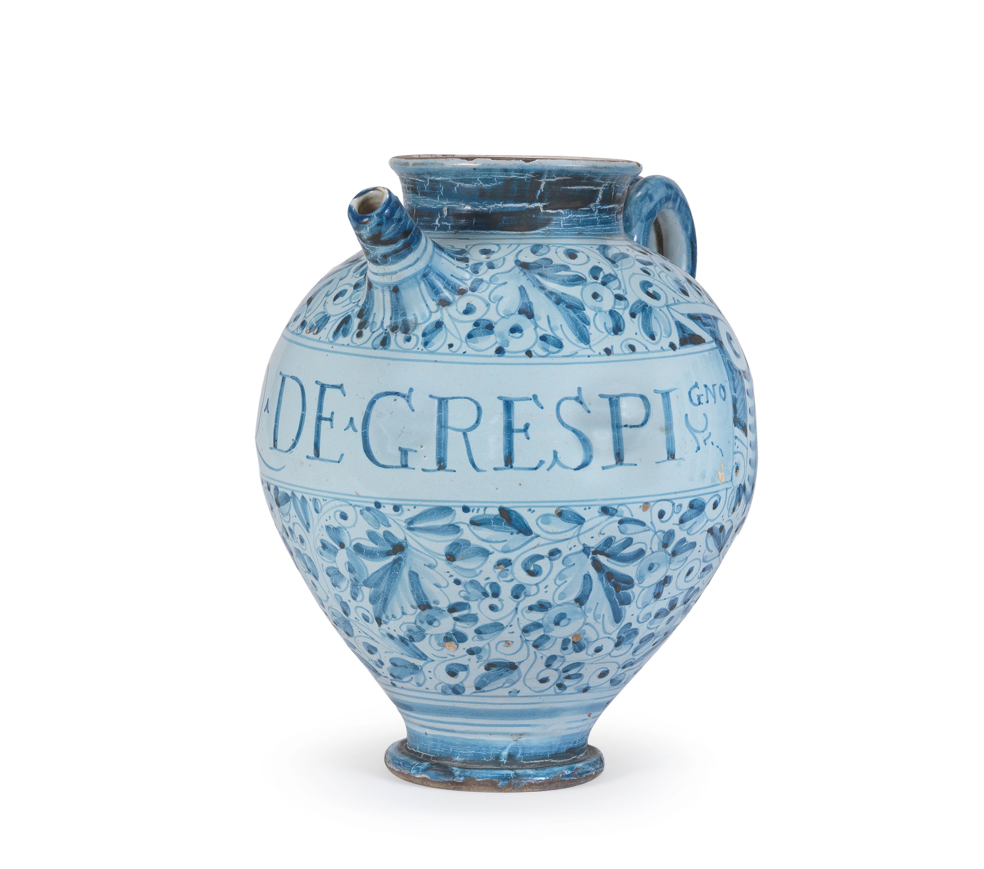 Bonhams : An Italian maiolica berretino-ground wet drug jar, perhaps ...