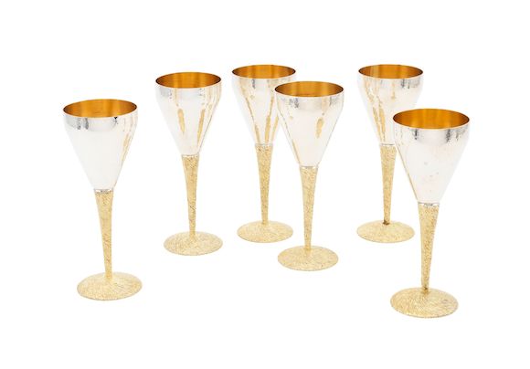Bonhams : STUART DEVLIN: A set of six silver and silver-gilt goblets ...