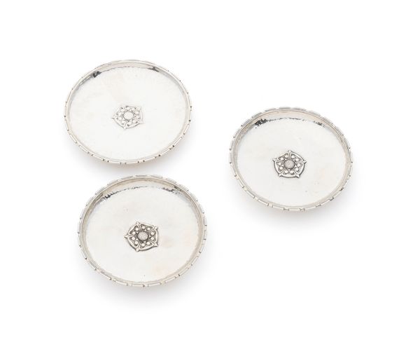 Bonhams : OMAR RAMSDEN Three silver 'Tudor Rose' dishes London 1927 ...