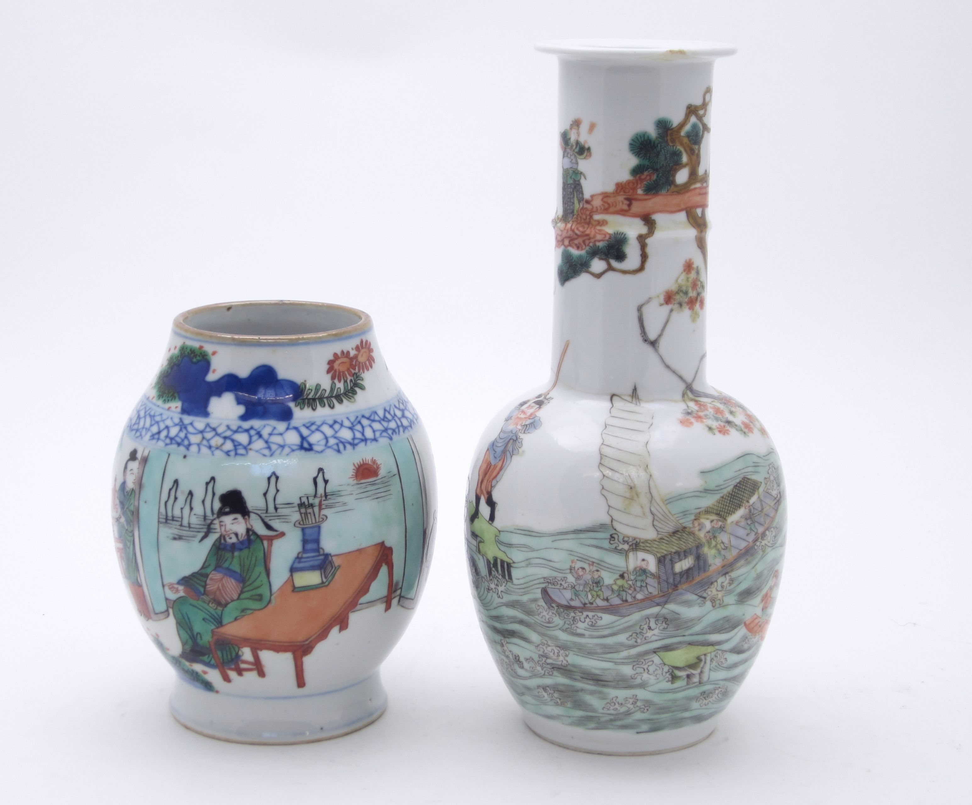 Bonhams : A famille rose mallet vase and a wucai vase One bearing ...