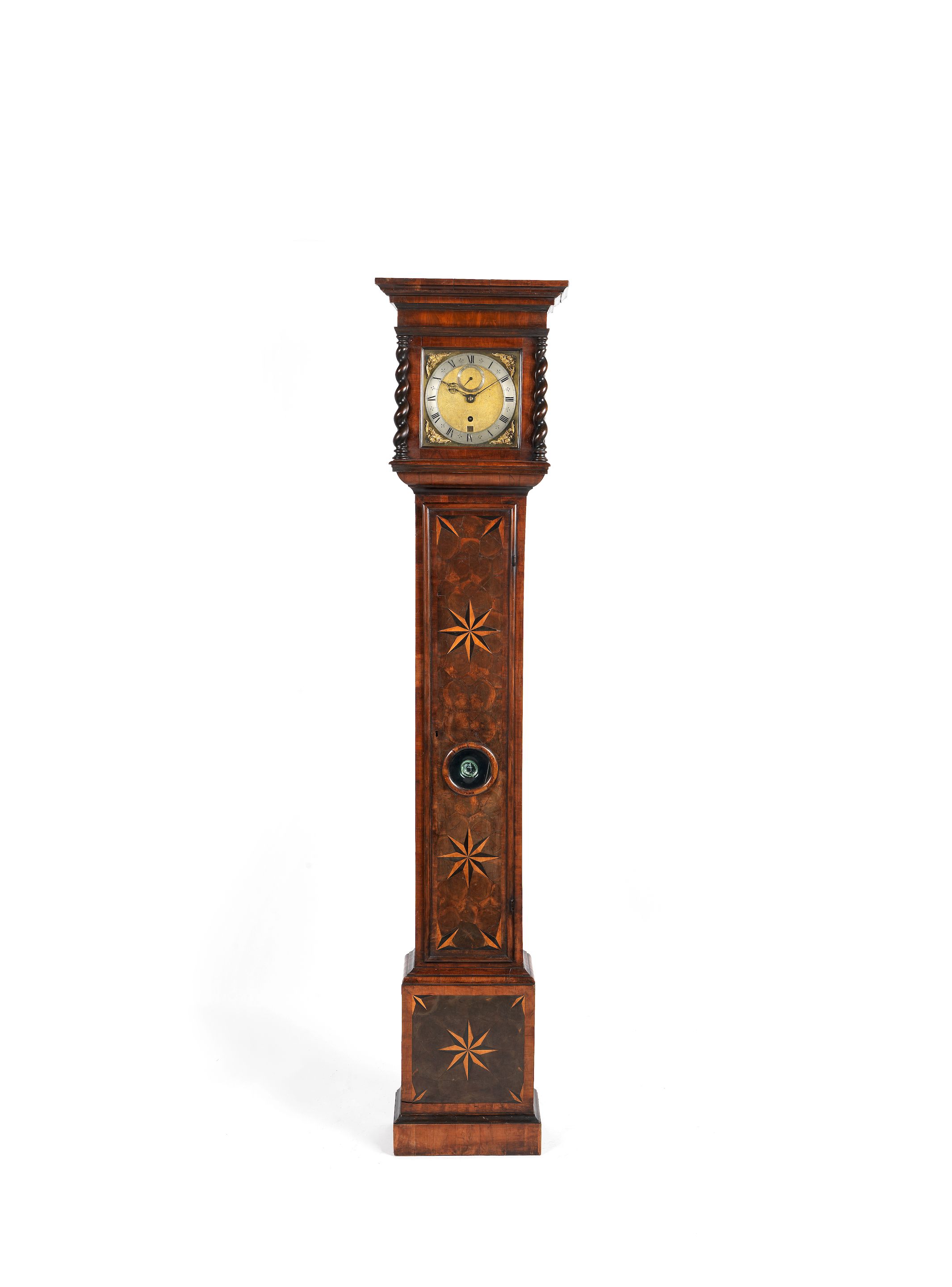 Bonhams : A late 17th century walnut parquetry longcase clock with nine ...