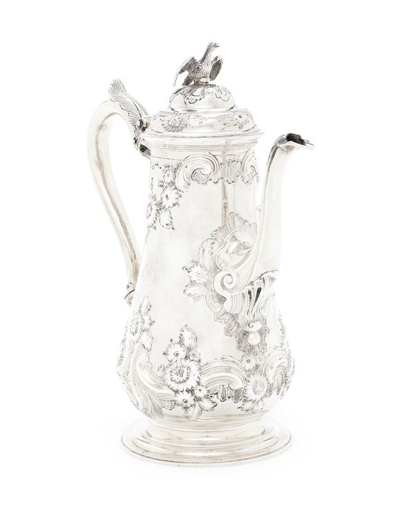 Bonhams : A George II silver coffee pot by William Shaw & William ...