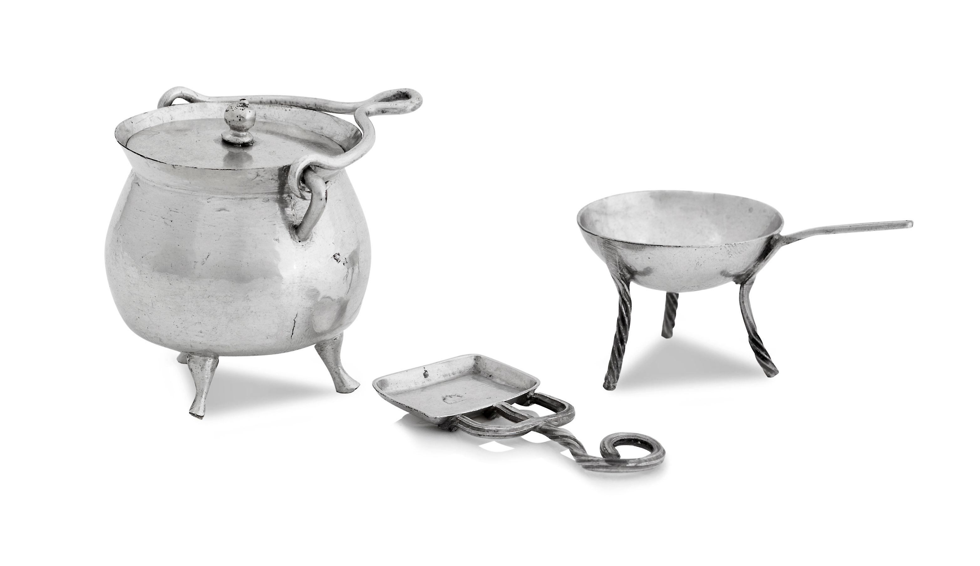Bonhams : A miniature cauldron and cover probably Dutch 18th century ...