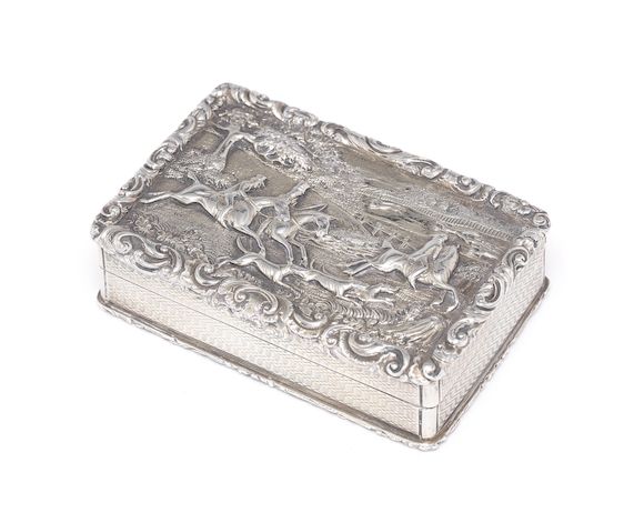 Bonhams : A George IV silver gilt table snuff box by Joseph Willmore ...