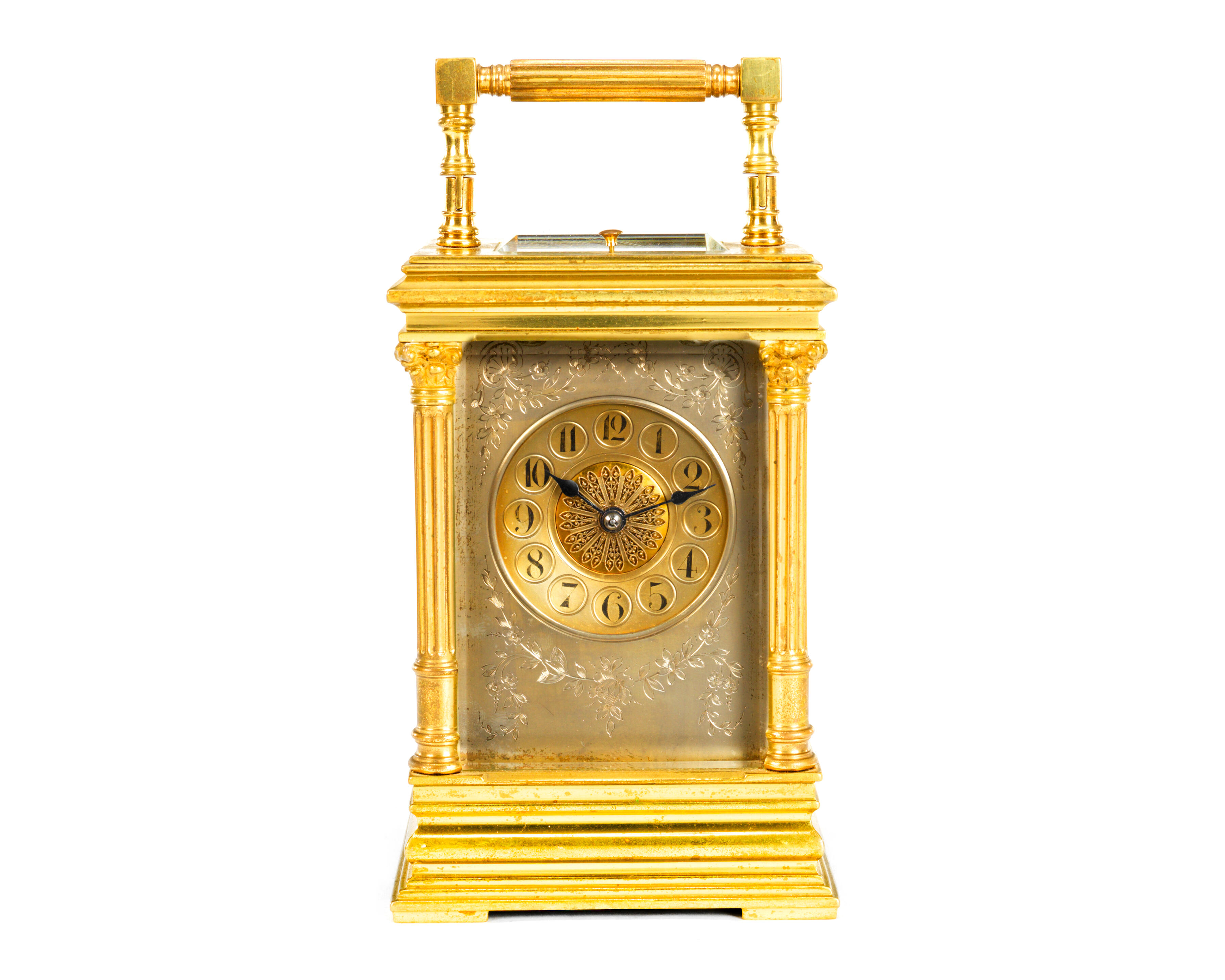 Bonhams : A late 19th century French brass and silvered Anglaise Riche type carriage clock with ...