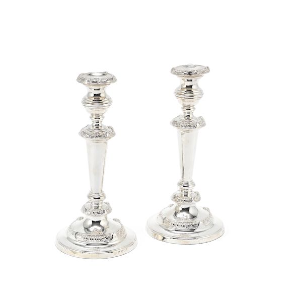 Bonhams : A pair of George IV silver candlesticks by Samuel C. Younge ...