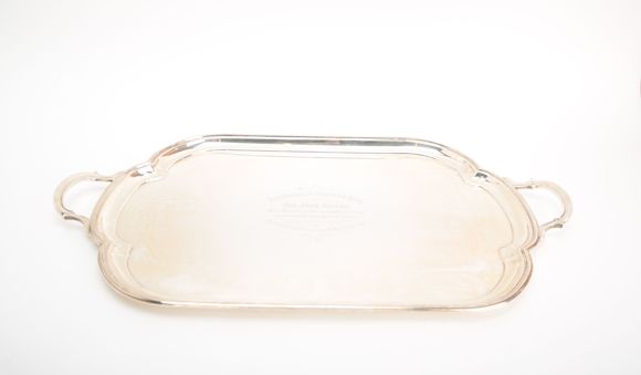 Bonhams : A twin handled silver tray by Frank Cobb & Co Ltd, Sheffield 1936