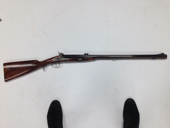 Bonhams : A 12-bore : 54-bore double-barrelled percussion sporting gun ...