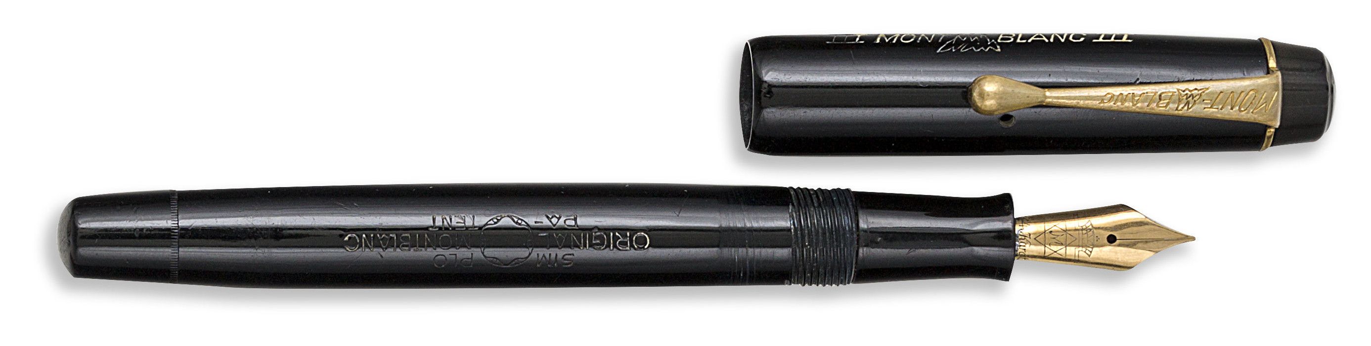 Bonhams : MONTBLANC III Series Black Hard Rubber Push-Button Filler ...