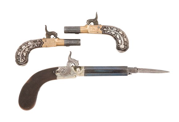 Bonhams : A 50-Bore Percussion Box-Lock Pistol, And Another Of Carbine Bore