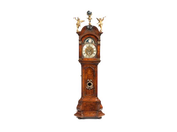 Bonhams : A mid 18th century Dutch walnut miniature longcase clock with ...