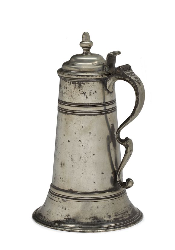 Bonhams : A rare and fine George II pewter spire flagon, circa 1745 By ...
