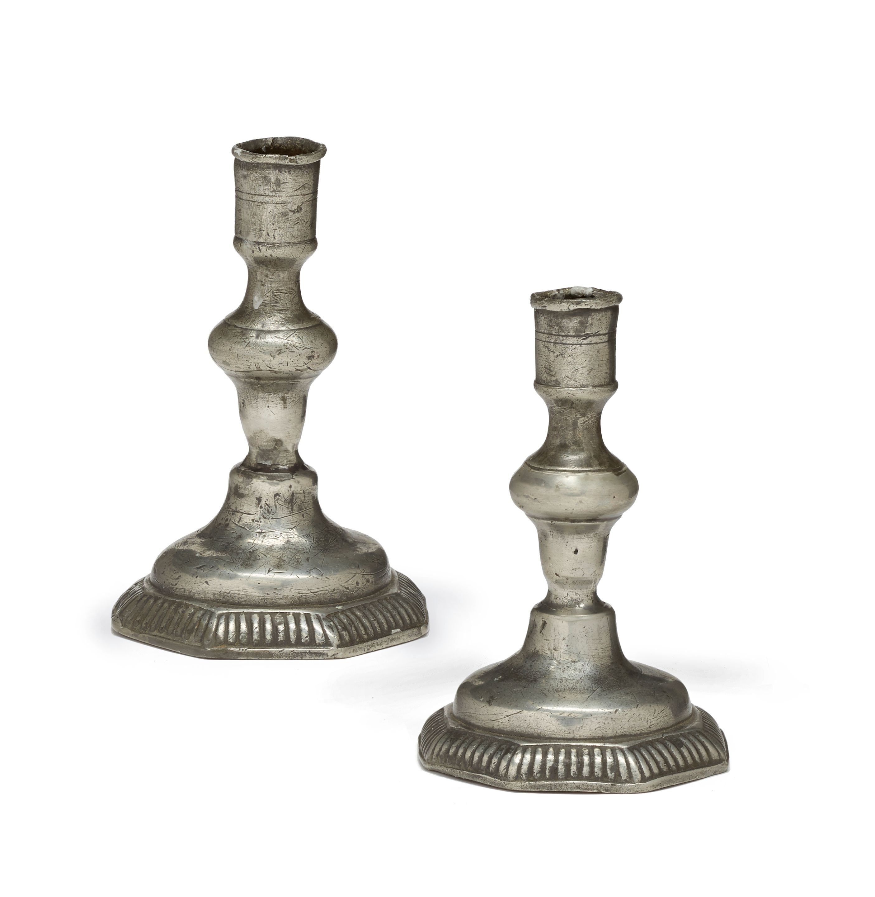 Bonhams : A pair of William & Mary small pewter candlesticks, circa ...