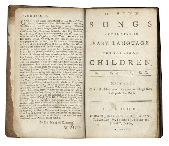 Bonhams : JUVENILES WATTS (ISAAC) Divine Songs Attempted in Easy ...