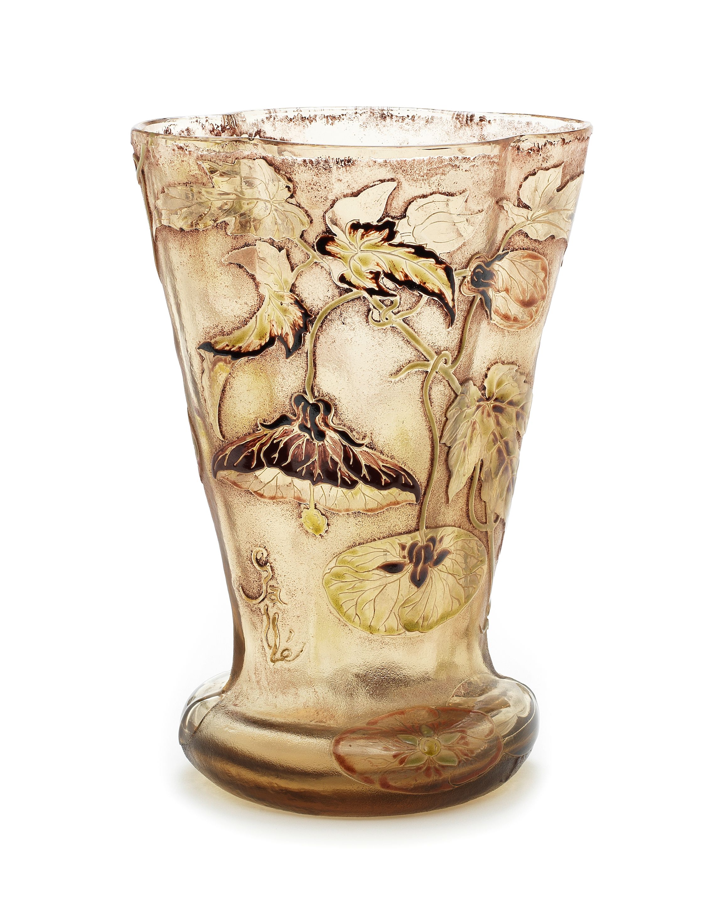 Bonhams : An Emile Gallé Enamelled Glass Vase SIGNED IN CAMEO 'GALLE ...