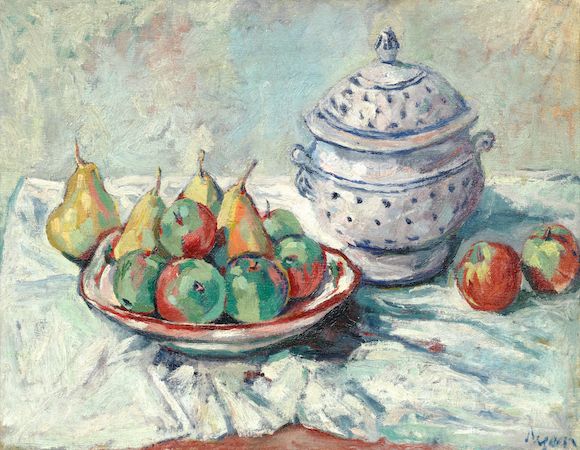 Bonhams : Adrian Ryan (British, 1920-1998) Still life with apples and pears