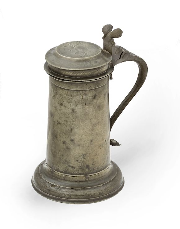 Bonhams : A fine small pewter Beefeater flagon, West Country, circa 1690