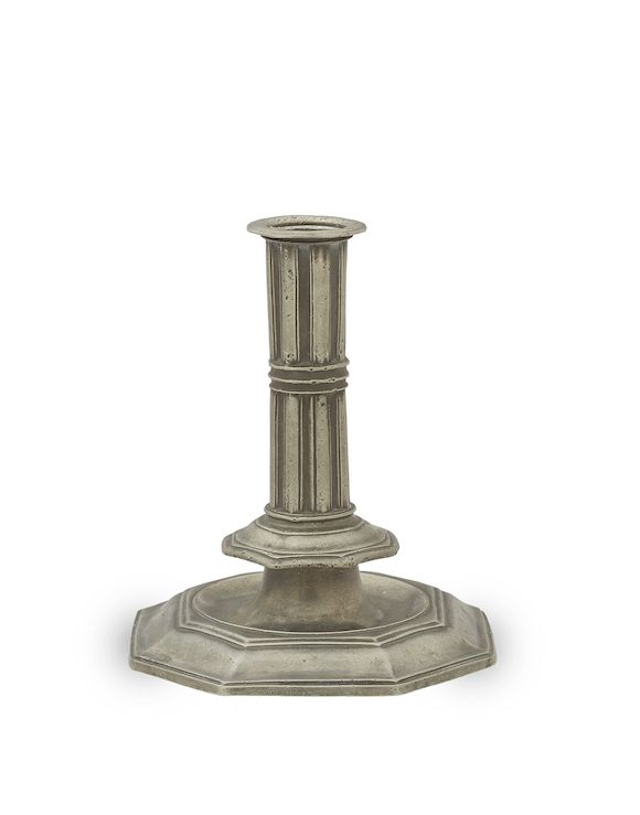 Bonhams : A rare William & Mary octagonal base cluster column pewter ...