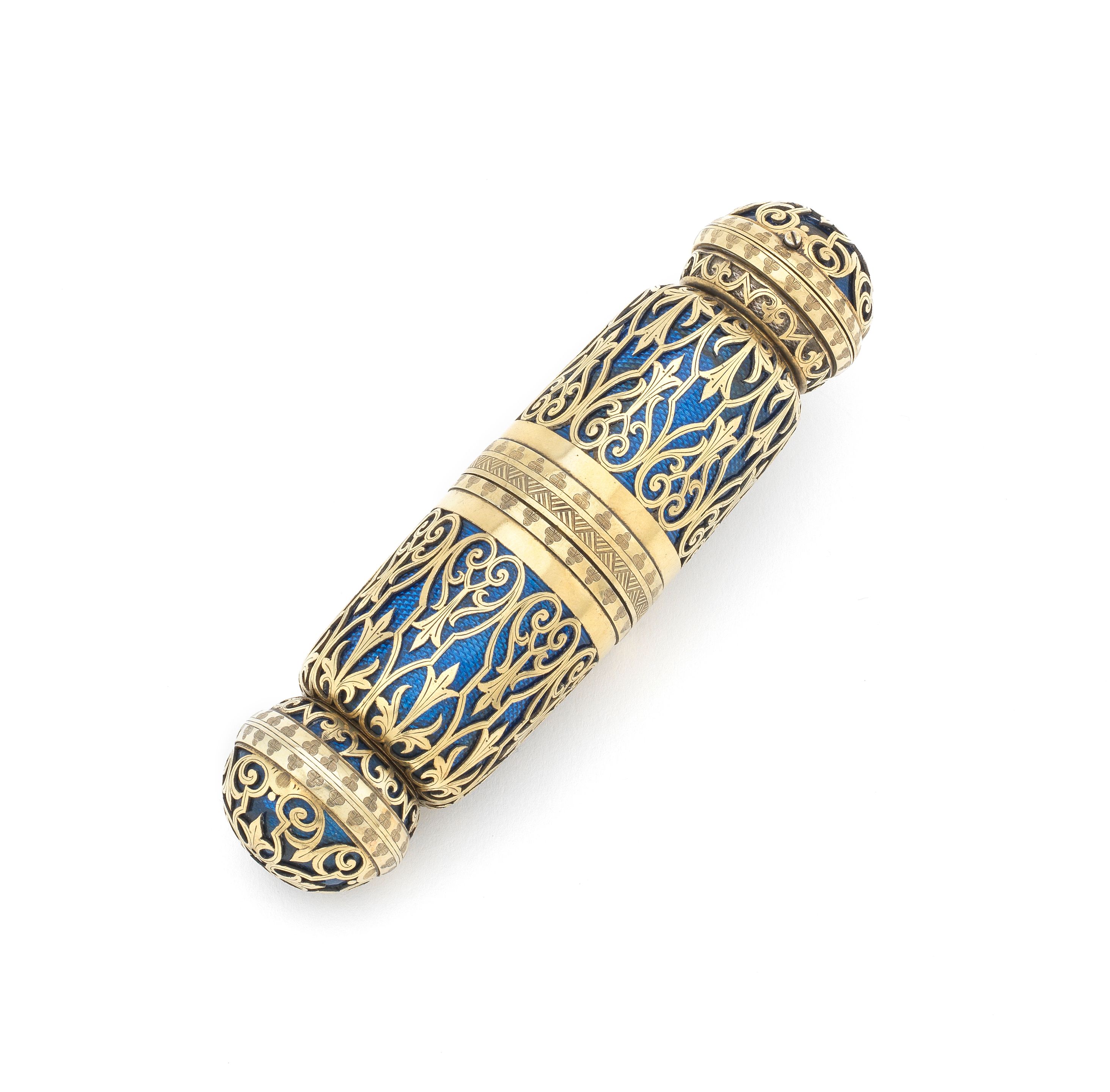 Bonhams : A Victorian double-ended silver gilt and enamel scent bottle ...